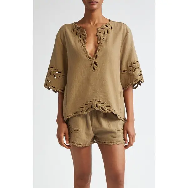 ISABEL MARANT ÉTOILE LIGHT KHAKI シャツ Isabel Marant Étoile Women's Aby T-Shirt in Light Khaki